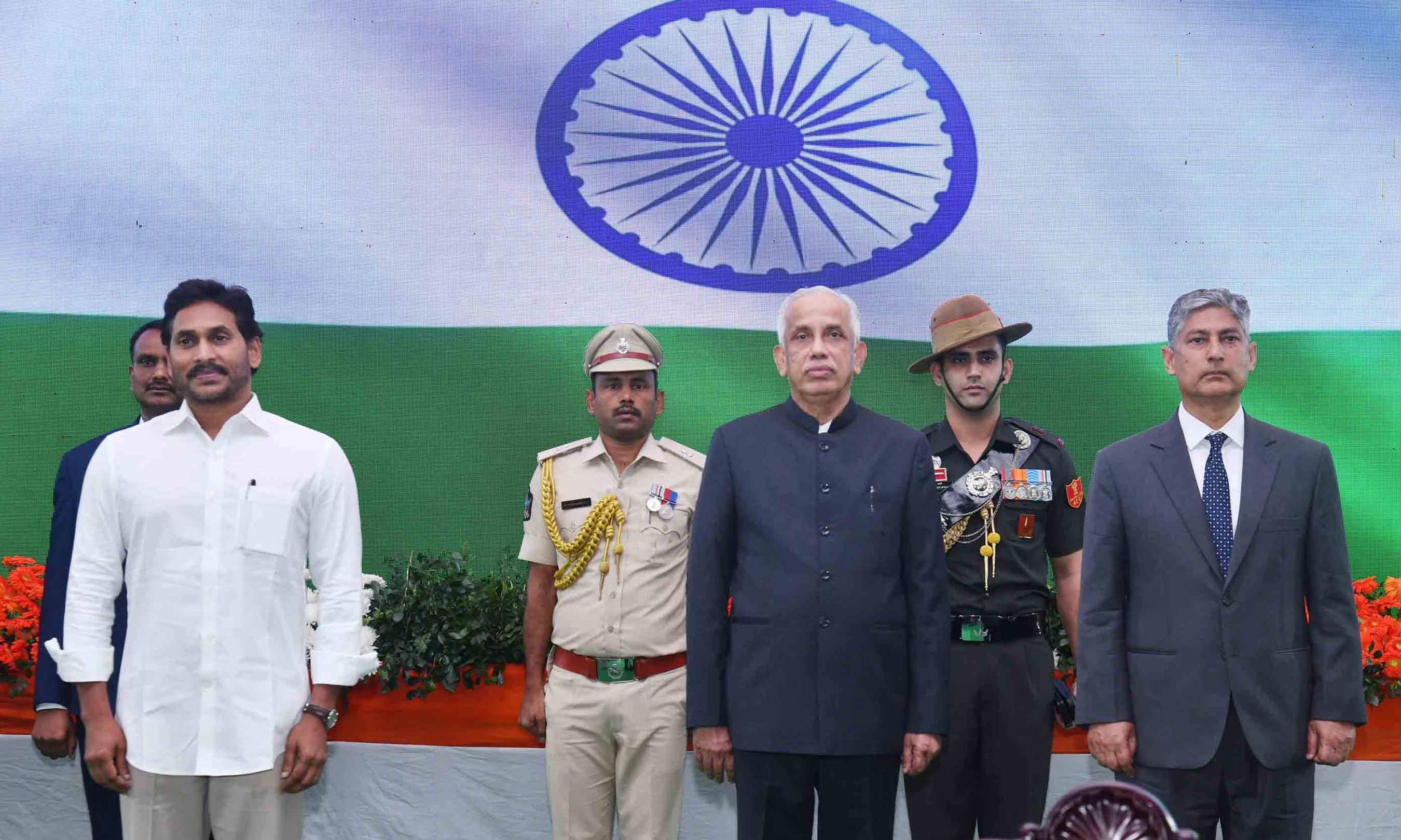 Jagan Participates in R-day, at Home in Vijayawada