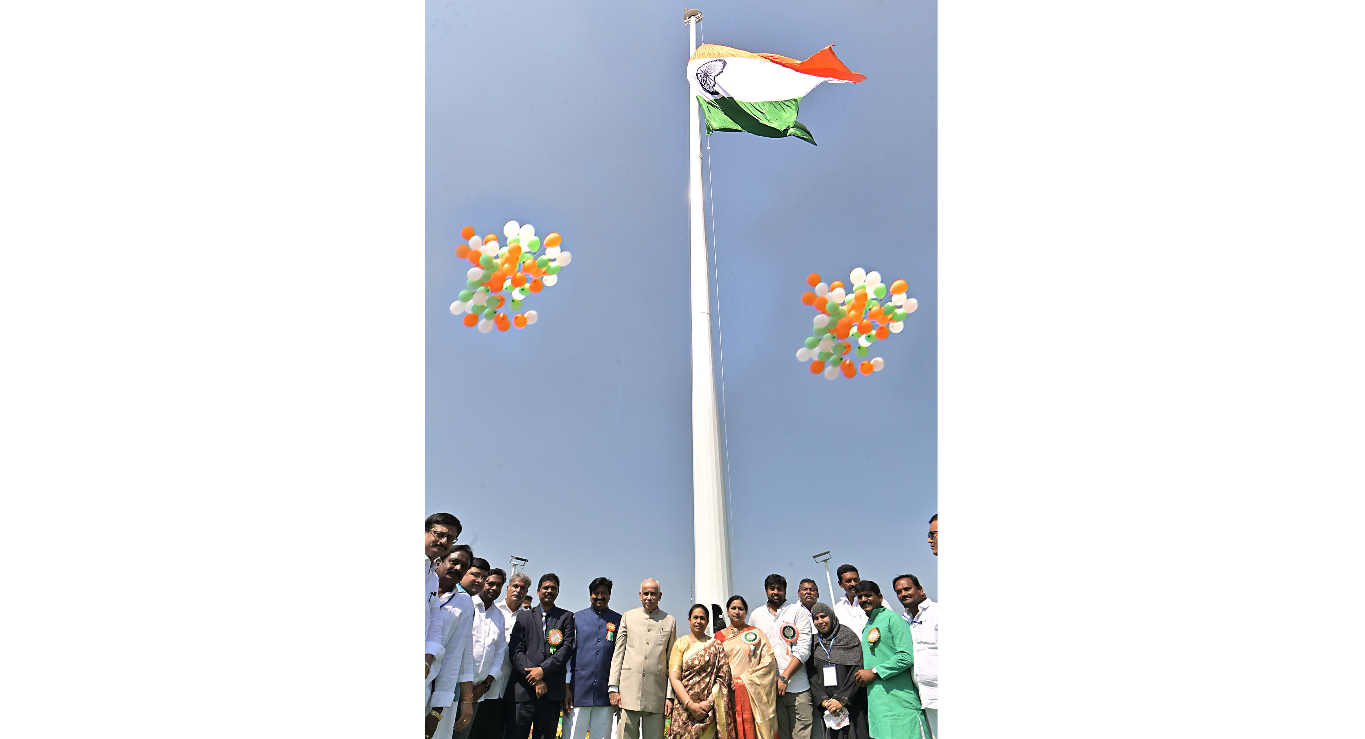 Governor S. Abdul Nazeer Hoists 150-Feet-Tall National Flag at Jaggaiahpet