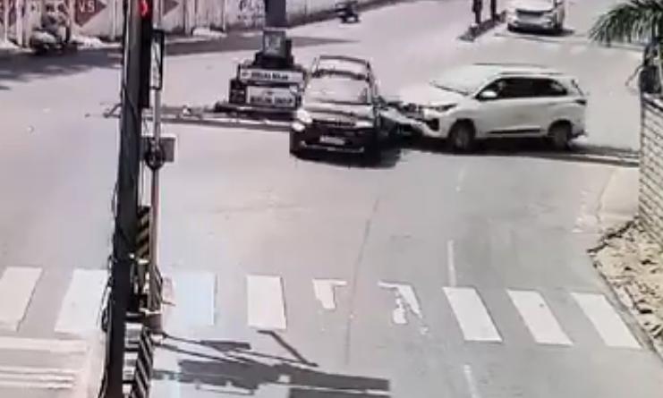 Hyderabad: CCTV captures freak car accident near JBS