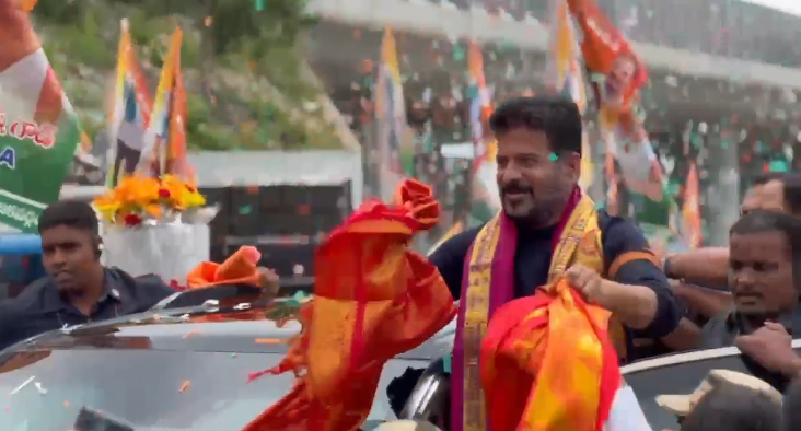 CM Revanth Reddy gets rousing welcome after returning from US, South Korea