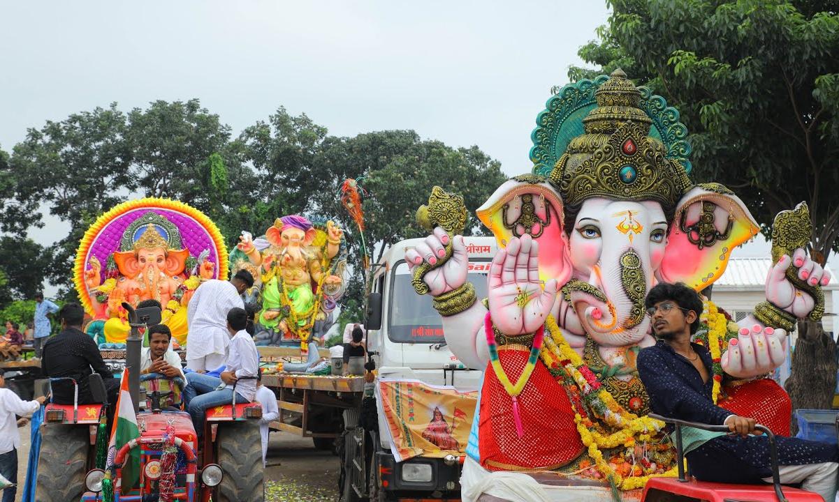 Bhainsa Sees Smooth Sobha Yatra and Ganesha Immersion