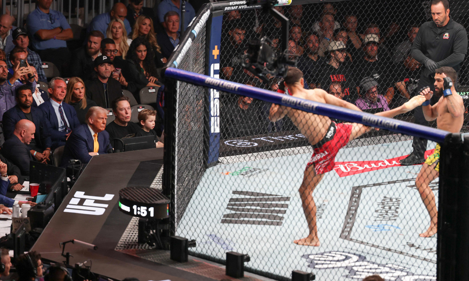 Trump Attends UFC 314, Sits Cageside at Miami