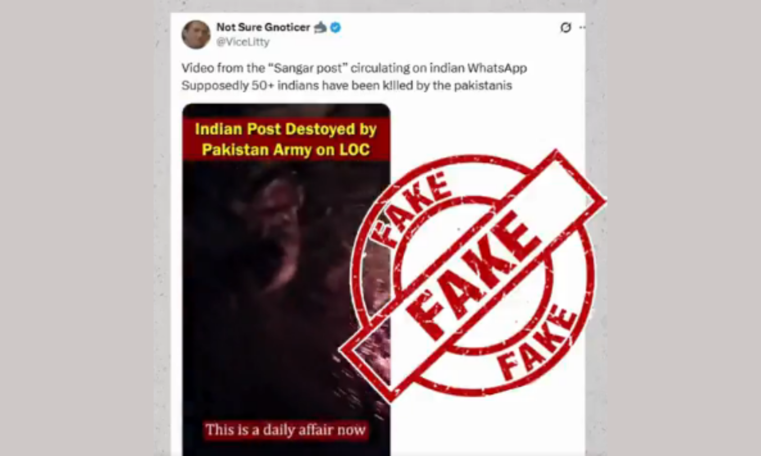 Fact Check: Did Pakistan Army Destroy Indian Army Post Along LoC?