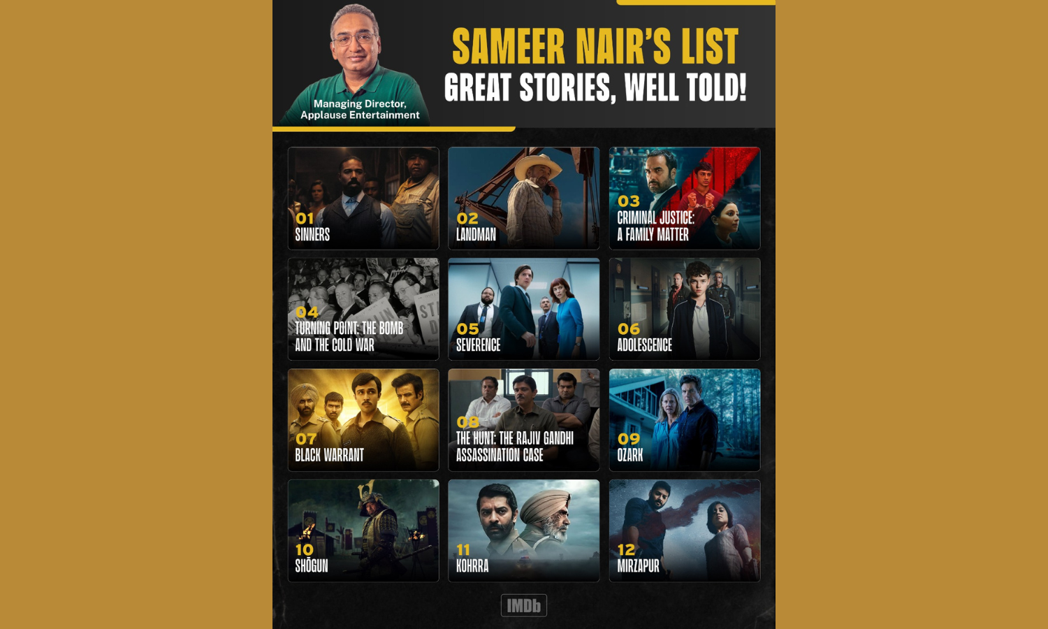From Black Warrant to Mirzapur, Sameer Nair exclusively reveals 12 “great stories” on IMDb that ...