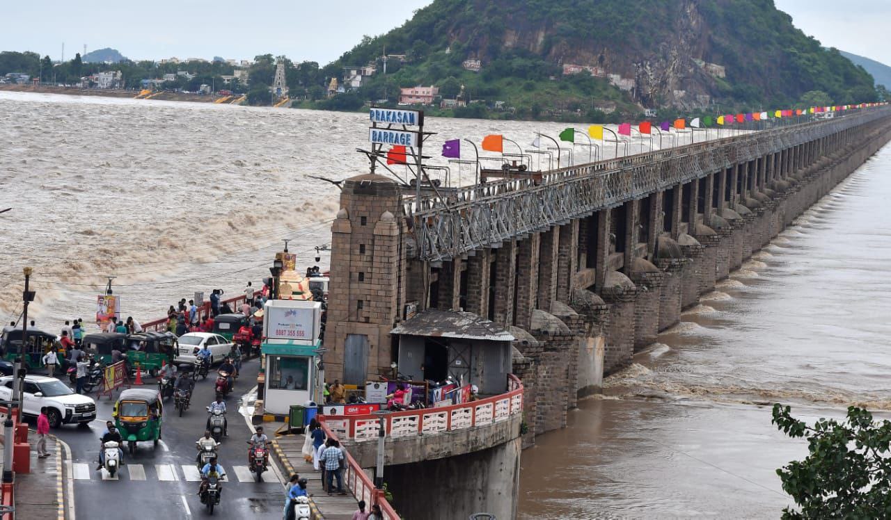 High Alert At Prakasam Barrage, First Flood Warning Issued