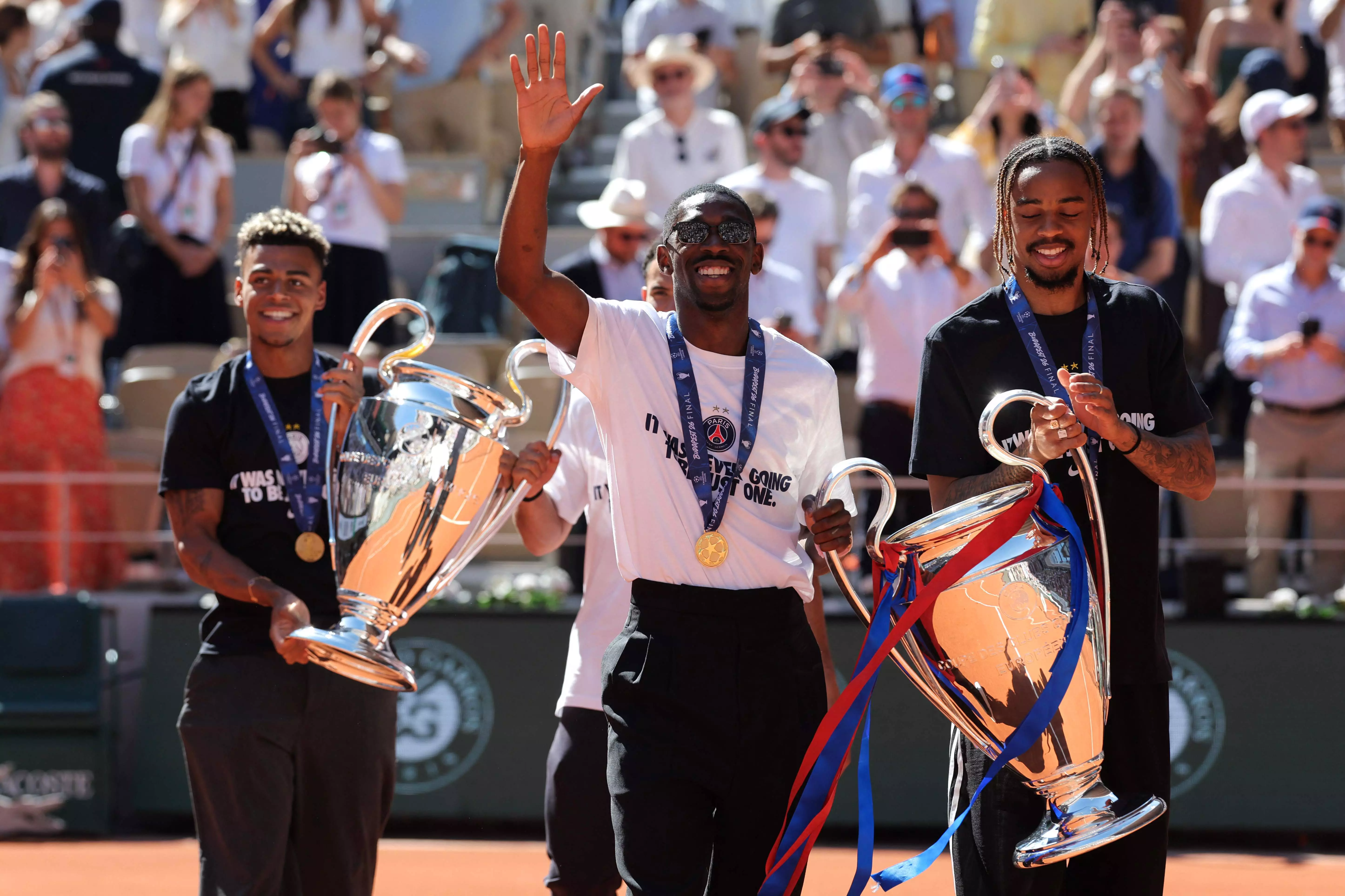 PSG Stars Bring UEFA Champions League Trophy To French Open